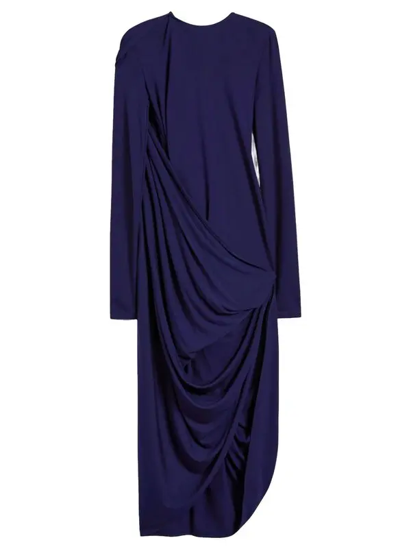 Max Mara Asymmetrical Draped Dress - Dark Violet