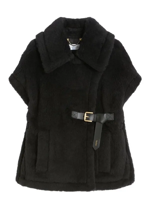Max Mara Alpaca And Wool Teddy Fabric Cape - Black