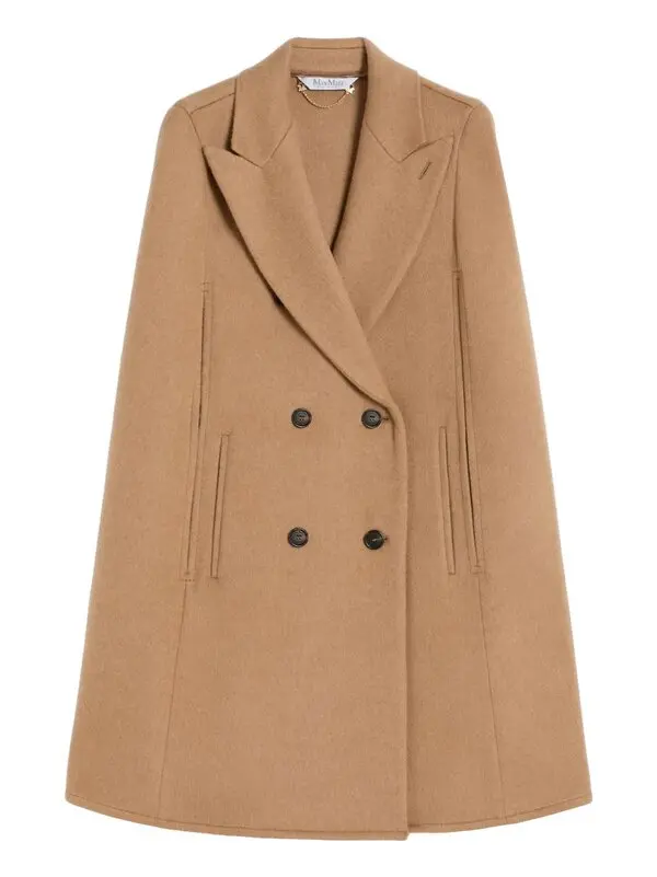 Max Mara Drap Double-breasted Cape - Camel