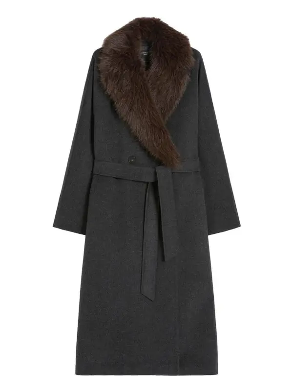 Max Mara Wool-blend Wrap Coat With Removable Collar - Dark Grey