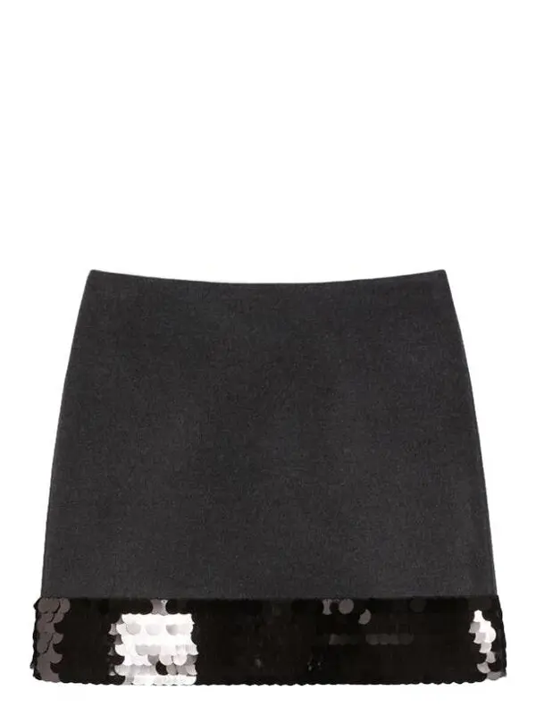 Max Mara Wool Blend Sequin Miniskirt - Dark Grey