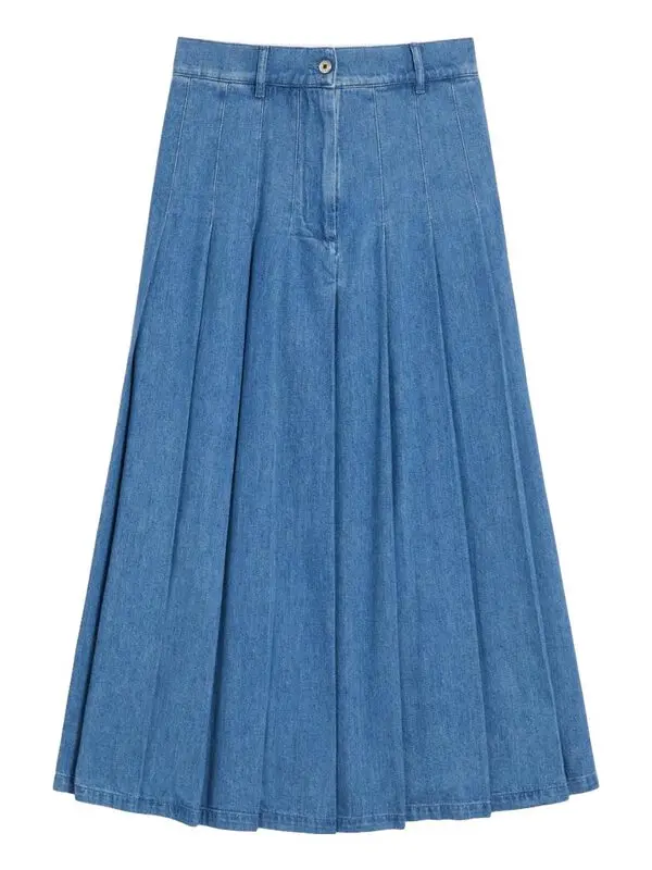 Max Mara Cotton Denim Midi Skirt - Navy