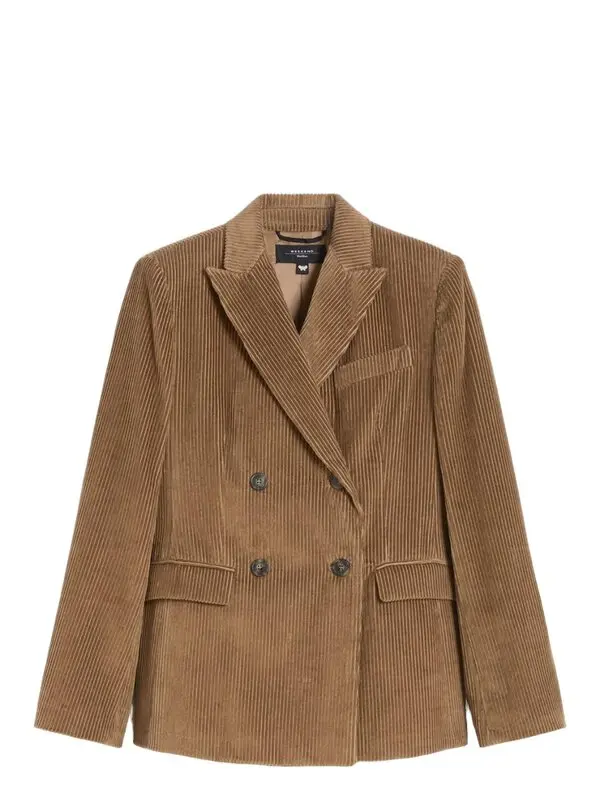 Max Mara Double-breasted Corduroy Blazer - Hazelnut Brown