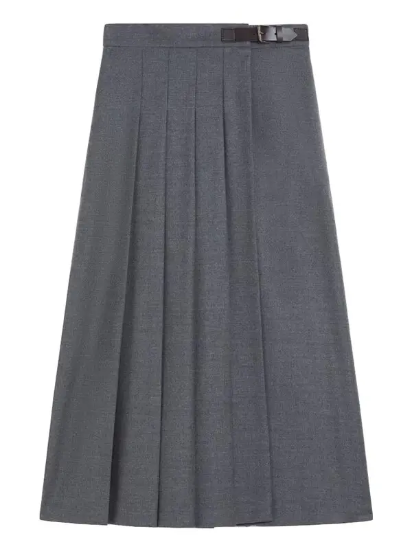 Max Mara Wool Flannel Wrap Skirt - Medium Grey