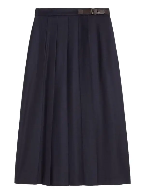 Max Mara Wool Flannel Wrap Skirt - Navy