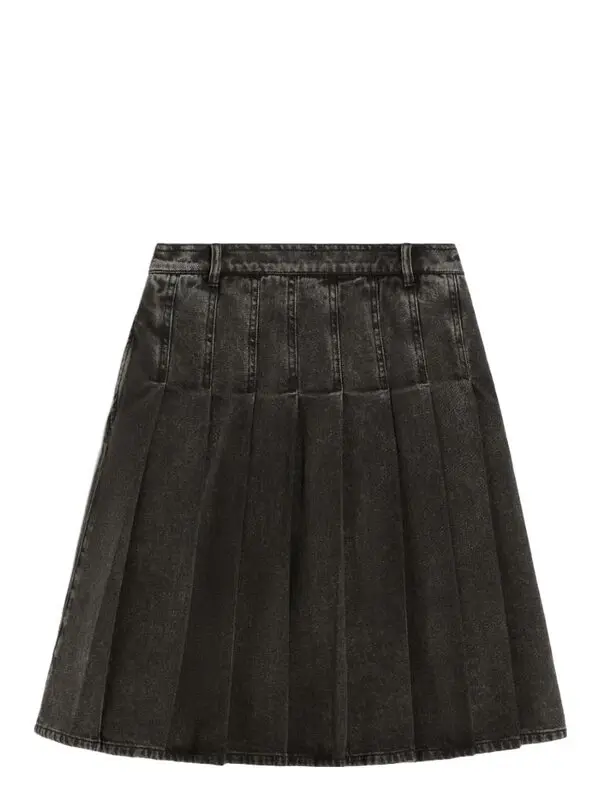 Max Mara Pleated Denim Mini Skirt - Black