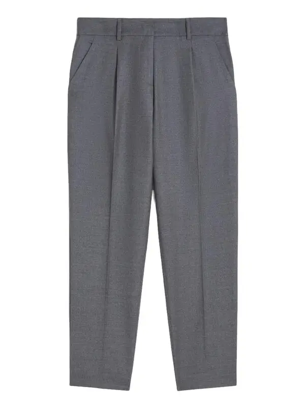 Max Mara Wool Flannel Cigarette Trousers - Medium Grey