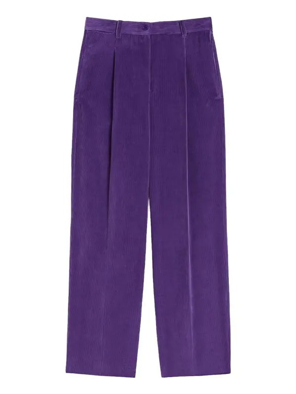 Max Mara Cotton Velvet Wide Leg Trousers - Purple