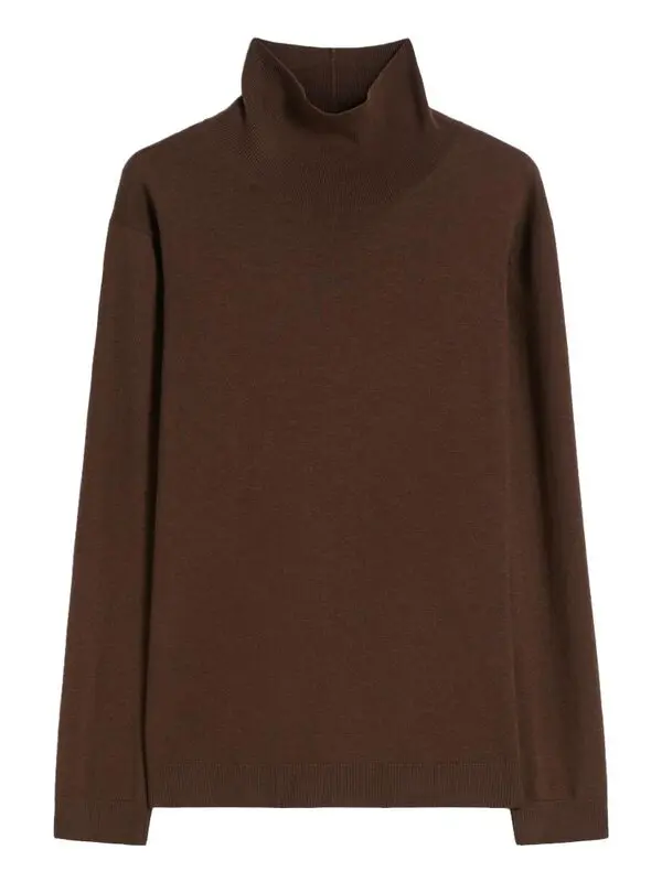 Max Mara Wool And Silk Knit Turtleneck - Chocolate