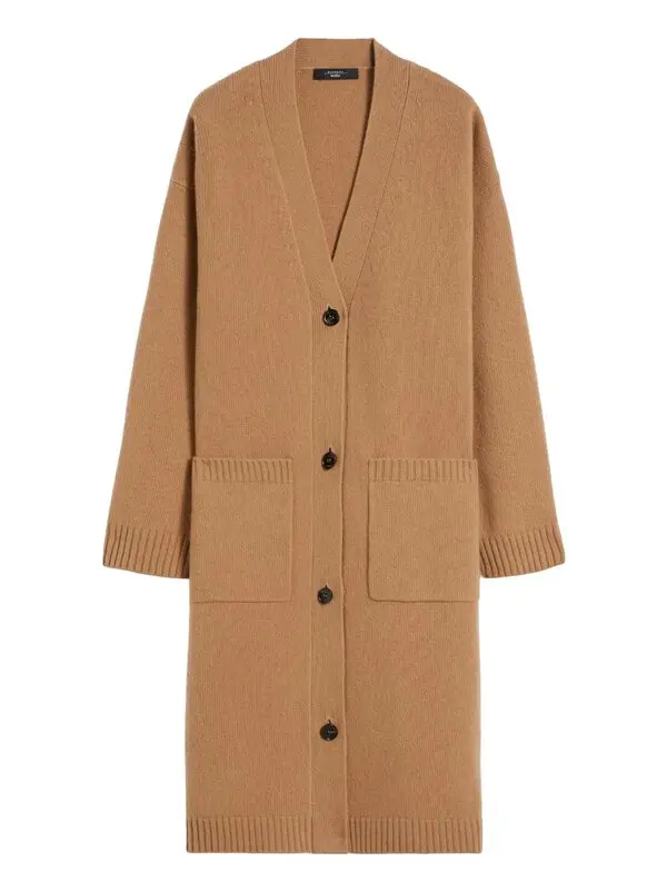 Max Mara Long Wool Knit Cardigan - Camel