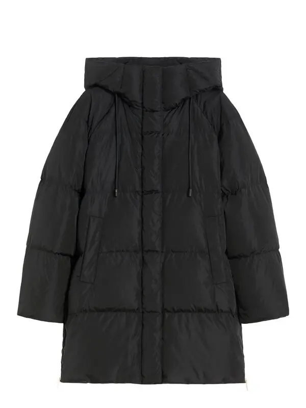 Max Mara Midi Parka In Water-repellent Taffeta - Black