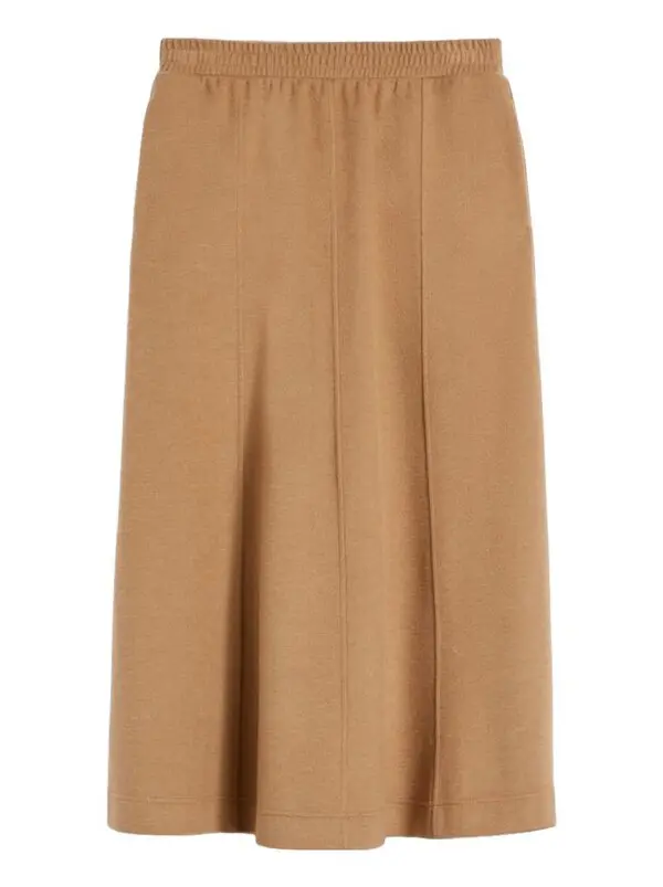 Max Mara Drap-effect Jersey Midi Skirt - Camel