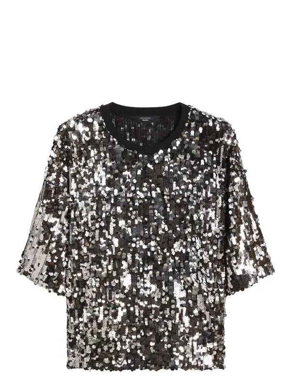 Max Mara Tulle And Sequin Top - Black