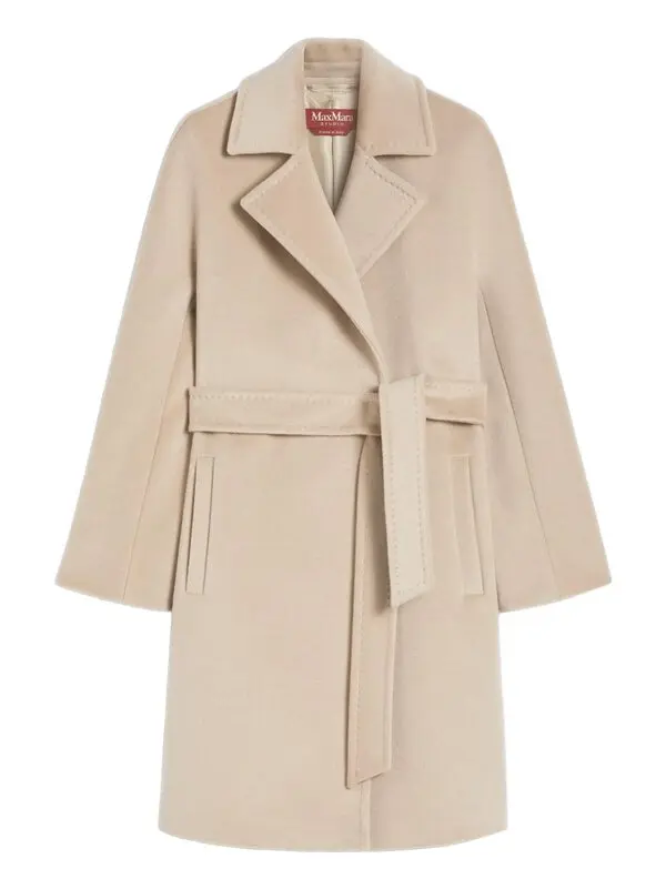 Max Mara Wool Beaver Cloth Robe Coat - Beige