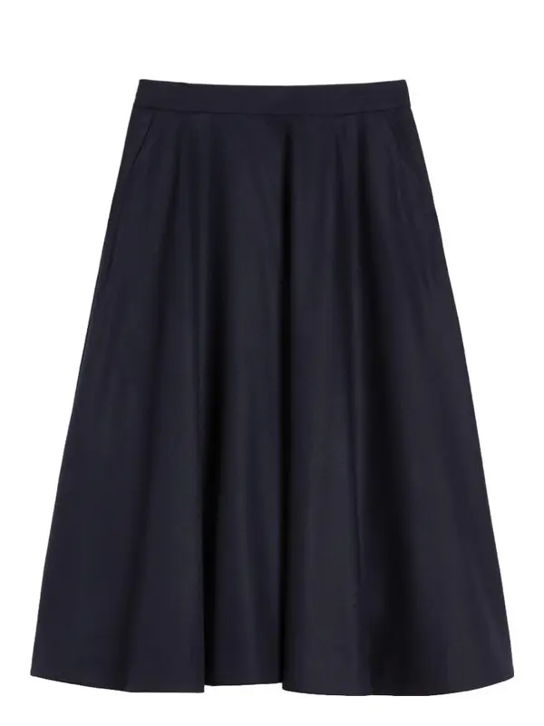 Max Mara Wool Flannel Flared Skirt - Midnightblue
