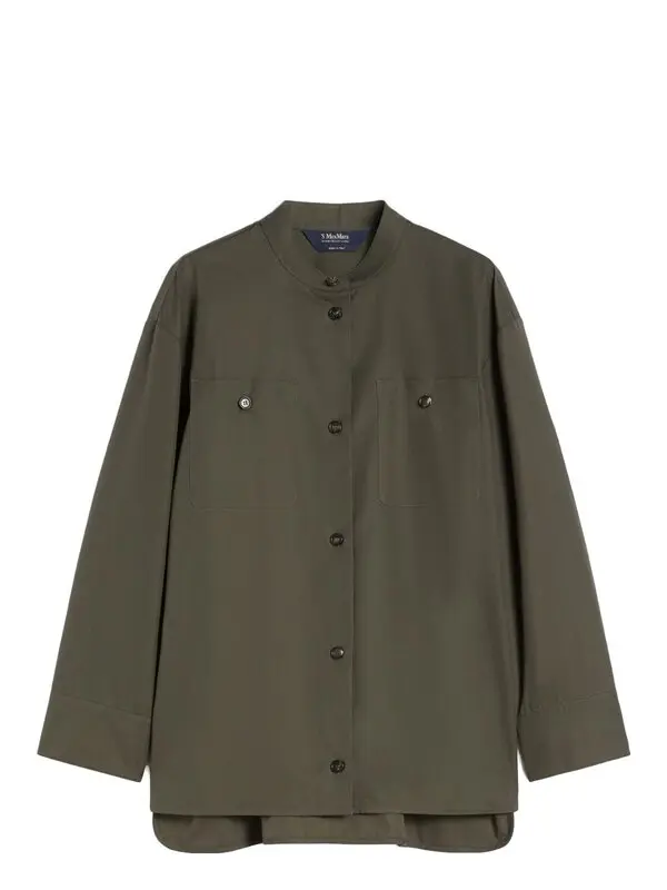 Max Mara Cotton Shirt With Mandarin Collar - Green