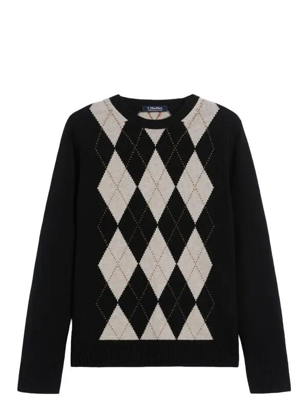 Max Mara Argyle Wool And Cashmere Sweater - Black