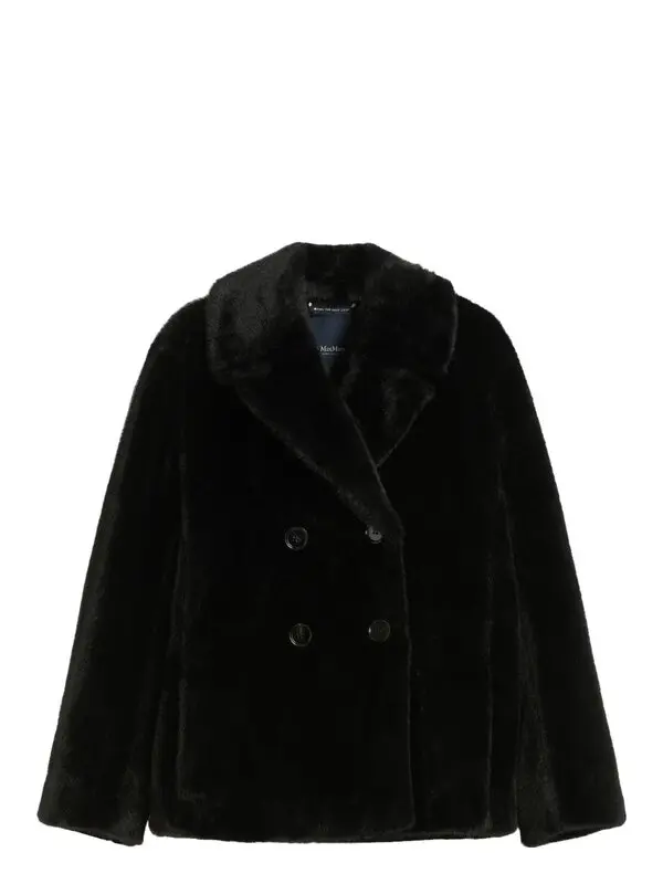 Max Mara Double-breasted Faux Fur Jacket - Black