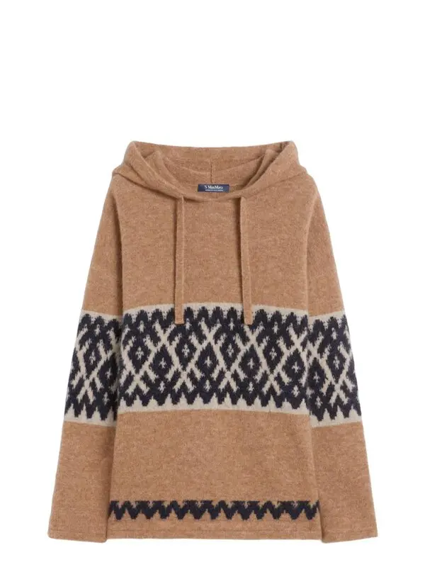Max Mara Mohair-blend Jacquard Knit Hoodie - Camel