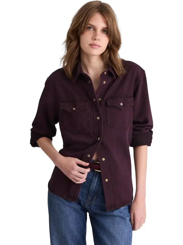 Madewell Airy Denim Oversized Shirt - Dark Burgundy