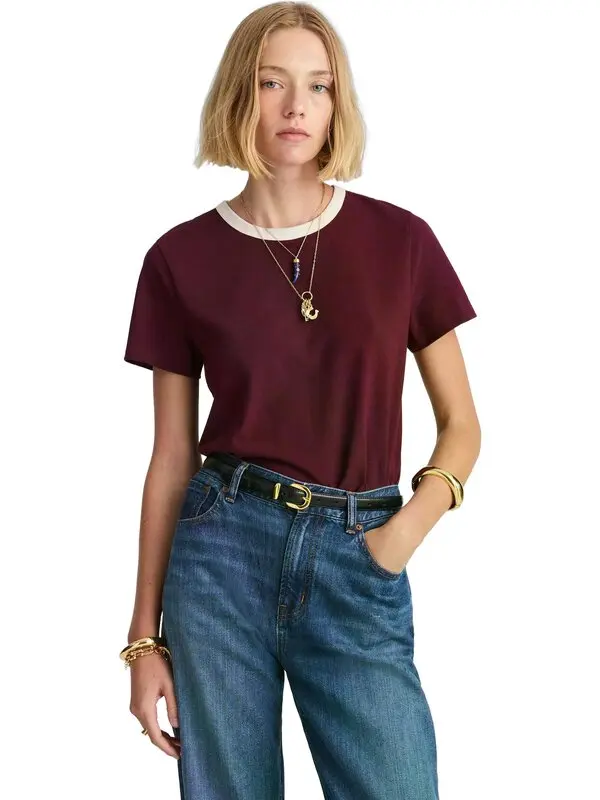 Madewell Crewneck T-shirt - Ringer Tee Dark Pomegranate