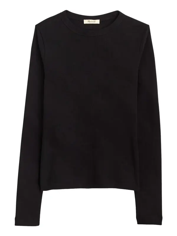 Madewell Compact Cotton Long-sleeve Crewneck T-shirt - Jet Black