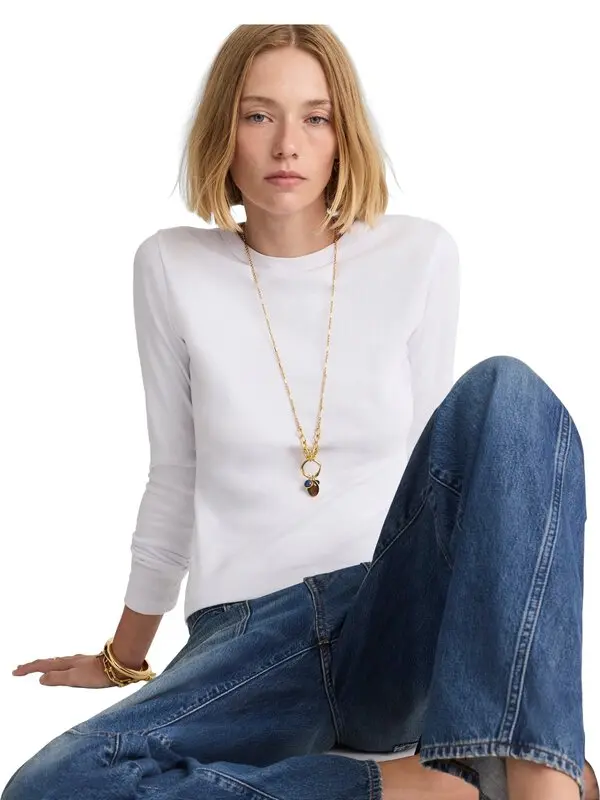 Madewell Compact Cotton Long-sleeve Crewneck T-shirt - White