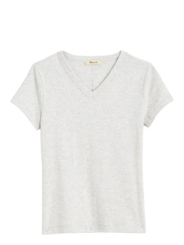 Madewell The '90s V-neck Baby Tee In Compact Cotton - Hthr Slate