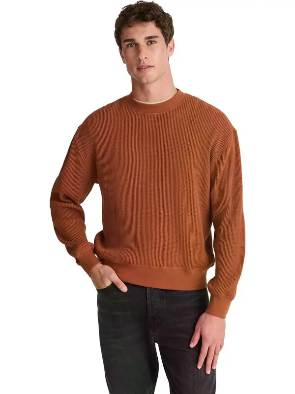 Madewell Waffle-knit Sweatshirt - Soft Mahogany