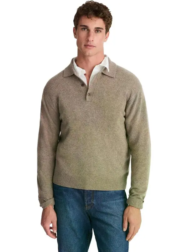 Madewell Sweater Polo In Heritage Merino Wool - Heather Grey