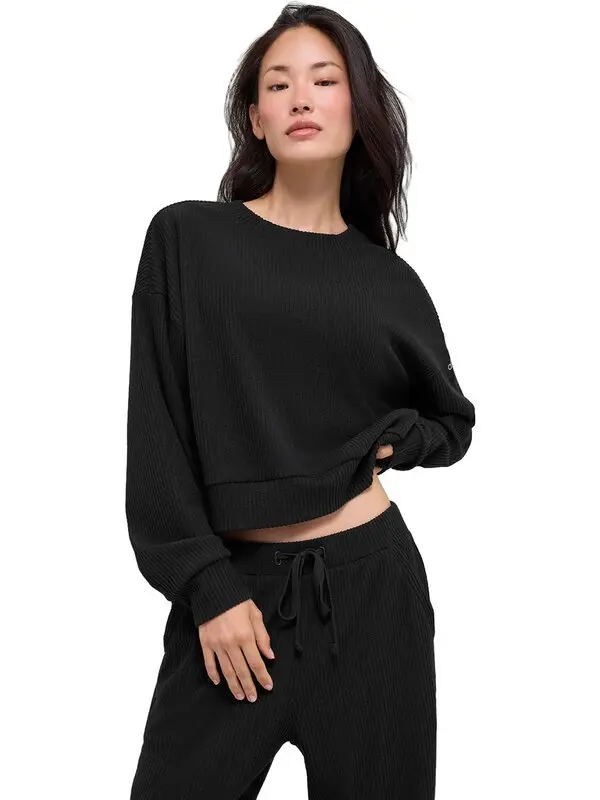 Alo Yoga Muse Crewneck Pullover Top - Black