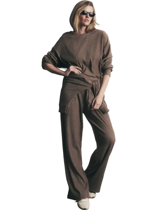 Alo Yoga Muse Wide Leg Pants - Java Brown Heather