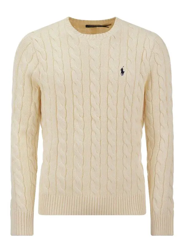 Polo Ralph Lauren Plaited Cotton Jersey Sweater - Beige