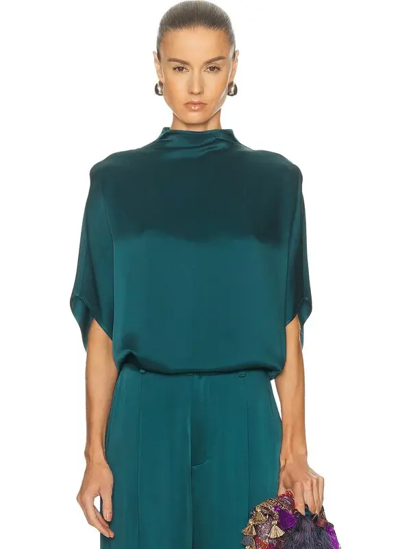 Lapointe Satin Cape Tee - Dark Teal
