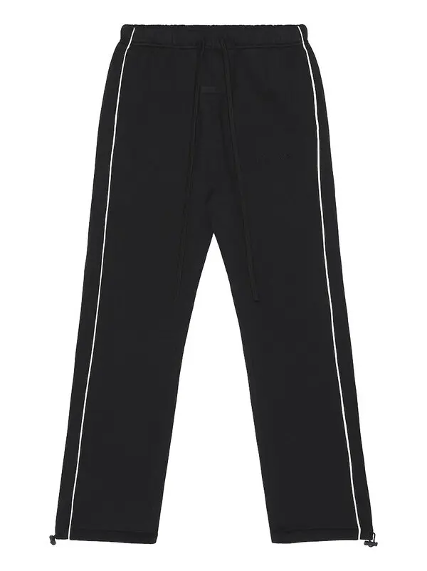 Fear Of God Sporty Nylon Relaxed Sweatpant With Piping In Black - Jet Black & Cloud White