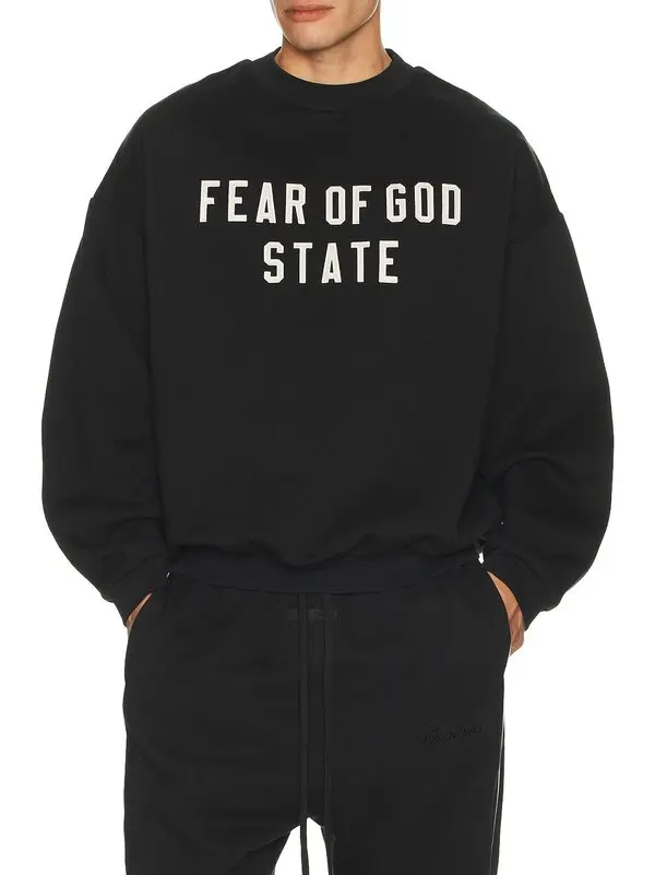Fear Of God 90's Fit Fleece Crew Neck Sweatshirt - Jet Black