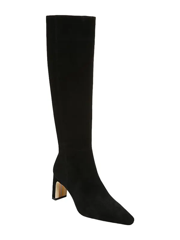 Sam Edelman Sylvia Pointed Toe High Heel Boots - Black Suede