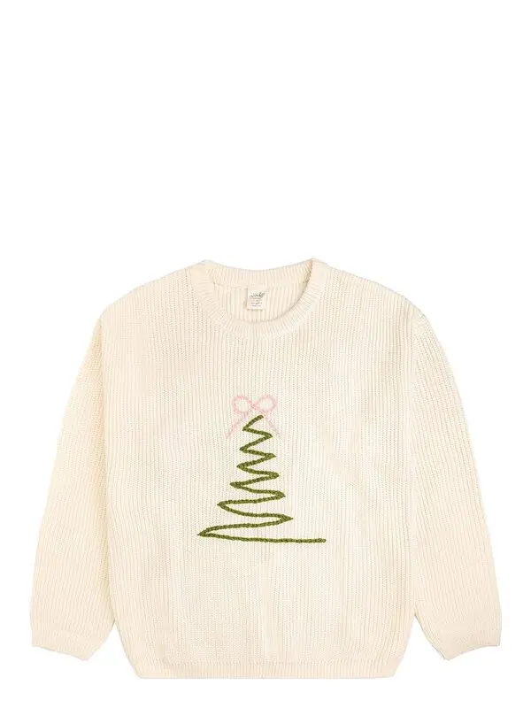 SWEET WINK Christmas Tree Knit Sweater - Natural