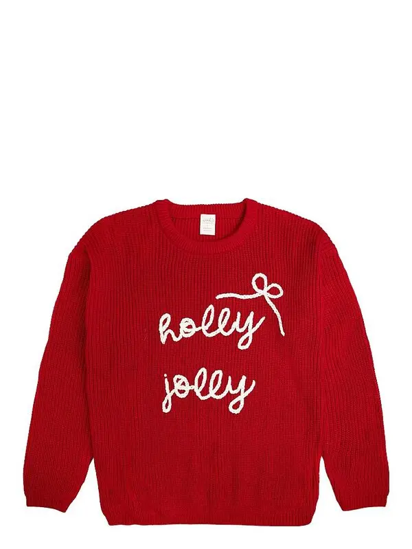 SWEET WINK Holly Jolly Christmas Knit Sweater - Red