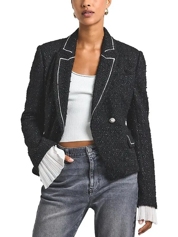 Derek Lam 10 Crosby Estelise Galaxy Tweed Blazer - Black/silver