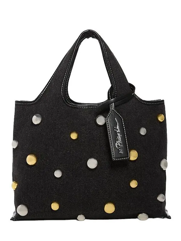 3.1 Phillip Lim Mini Studded Denim Tote Bag - Black