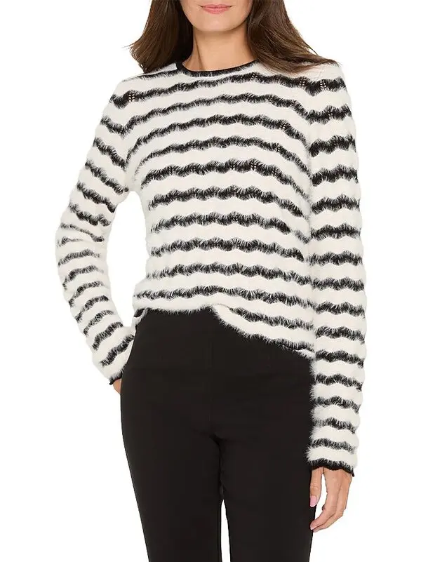 NIC+ZOE Striped Pointelle Sweater - Cream Multi