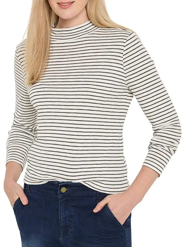 NIC+ZOE Mock Neck Top - Cream Multi