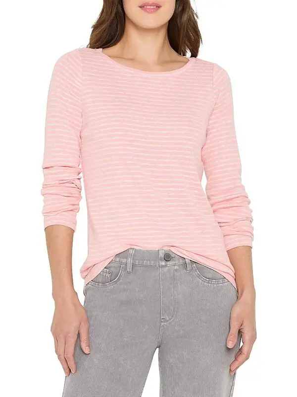 NIC+ZOE Long Sleeve Boat Neck Top - Pink Multi