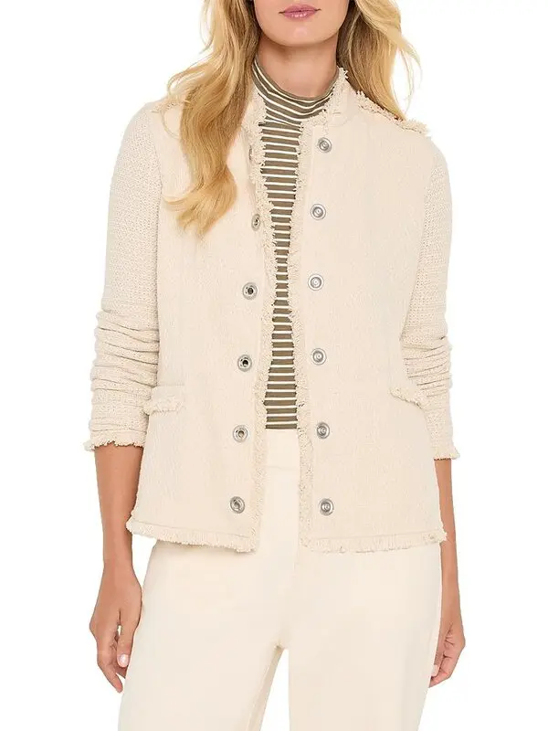 NIC+ZOE Fringe Trim Military Jacket - Neutral Mix