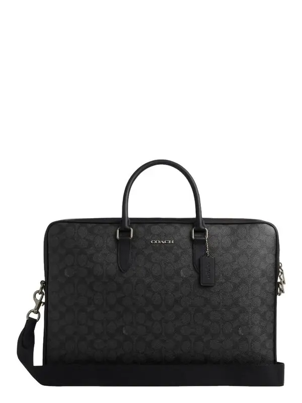 COACH Ethan Large Brief In Signature Canvas - Signature Canvas/gunmetal/charcoal/black