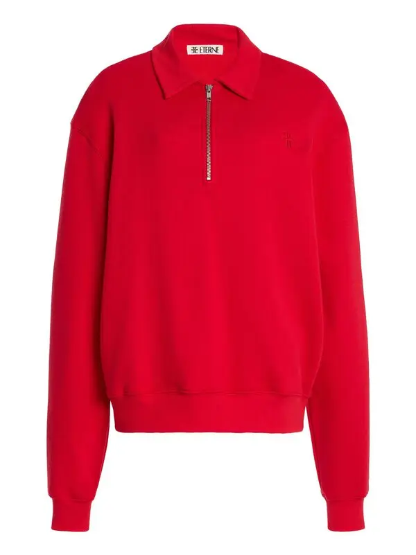 Eterne Half-zip Cotton-modal Sweatshirt - Red