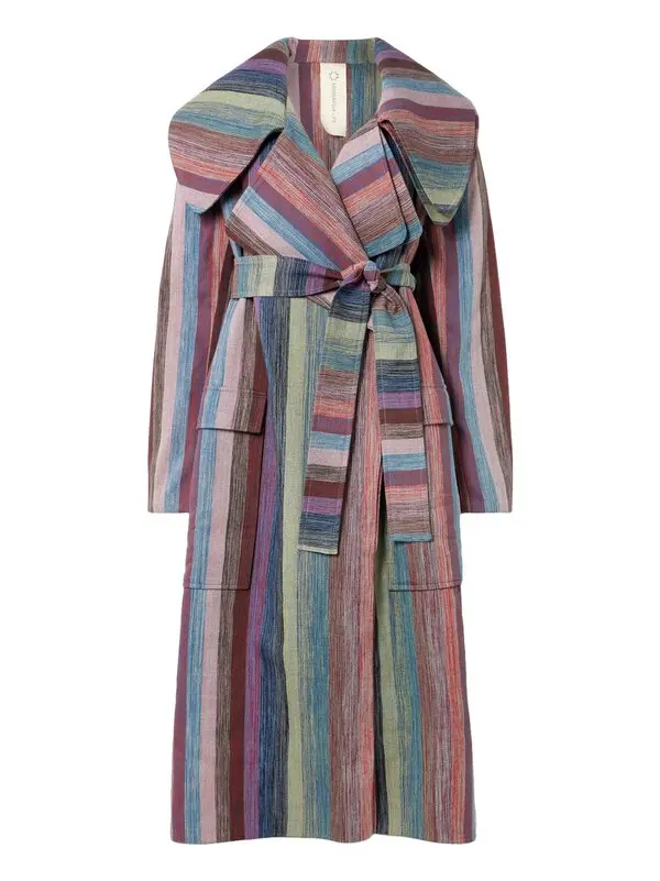 MARRAKSHI LIFE Striped Cotton Trench Coat - Multi