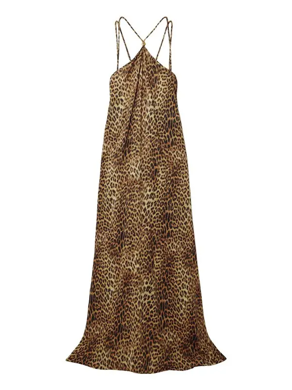 Melissa Odabash Sage Leopard-print Voile Halterneck Maxi Dress - Animal Print