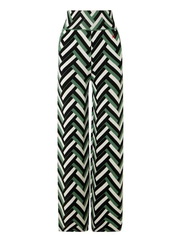 Perfect Moment Embroidered Wool Wide-leg Pants - Green